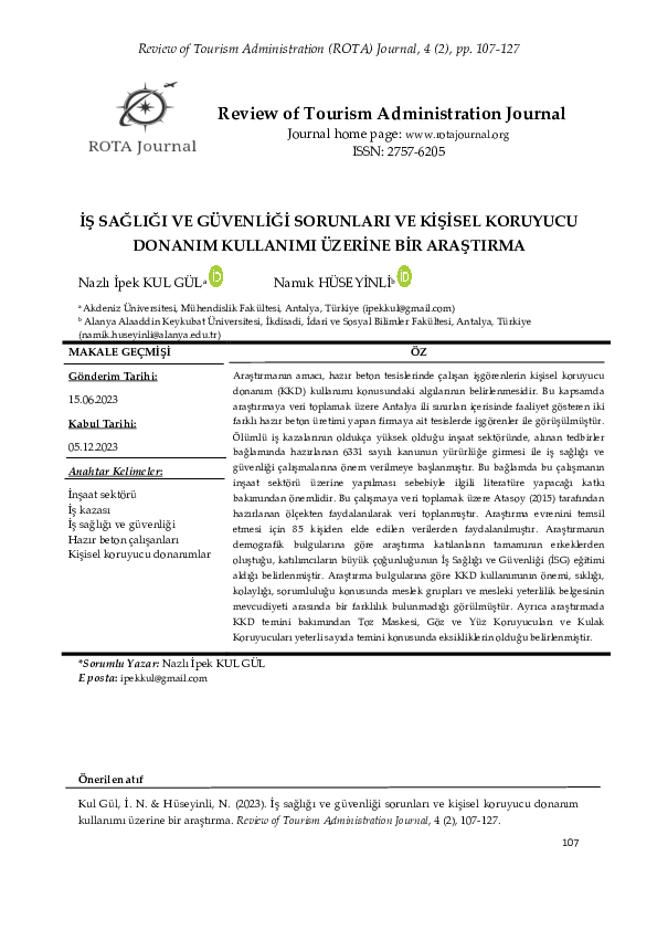 (PDF) IPEK NAZLI KUL GUL&NAMIK HUSEYINLI İŞ SAĞLIĞI VE GÜVENLİĞİ ...