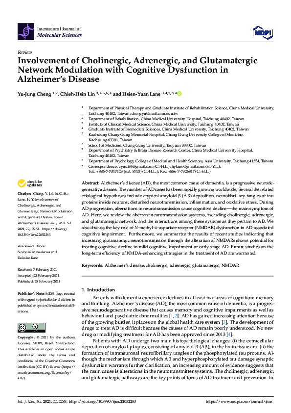 (PDF) Involvement of Cholinergic, Adrenergic, and Glutamatergic Network ...