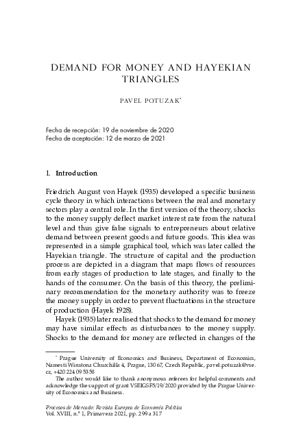 (PDF) Demand for Money and Hayekian Triangles