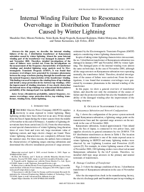 (PDF) Internal winding failure due to resonance overvoltage in ...