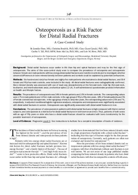 (PDF) Osteoporosis as a Risk Factor for Distal Radial Fractures