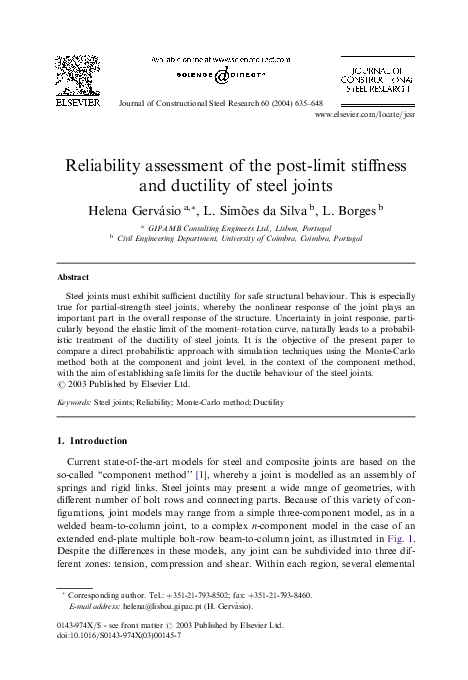(PDF) Probabilistic Reliability of Steel Joint Ductility and Stiffness