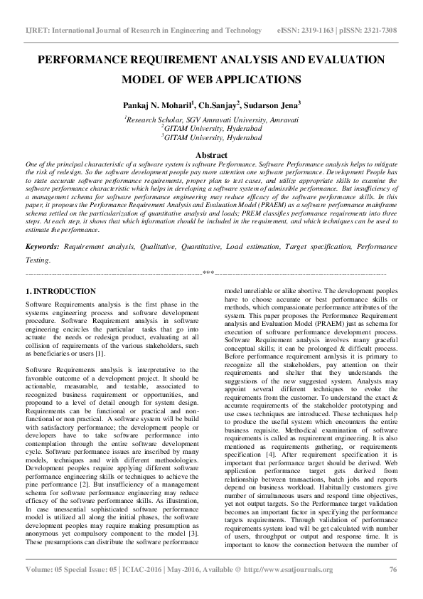 (PDF) Performance Requirement Analysis and Evaluation Model of Web ...