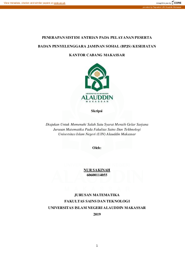 (PDF) Penerapan Sistem Antrian pada Pelayanan Peserta pada Badan Penyelenggara Jaminan Sosial ...