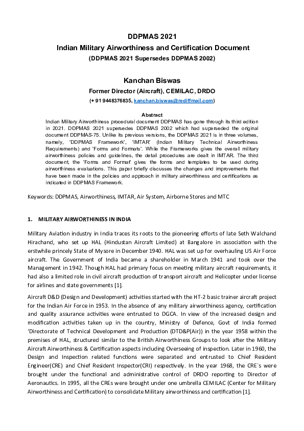 (DOC) DDPMAS 2021 - Indian Military Airworthiness and Certification ...