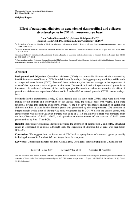 (PDF) Effect of gestational diabetes on expersion of desmocollin 2 and ...