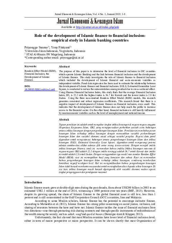 (PDF) Role of the Development of Islamic Finance to Financial Inclusion ...