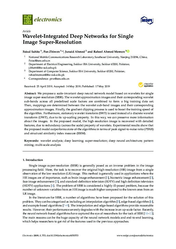 (PDF) Wavelet-Integrated Deep Networks for Single Image Super-Resolution