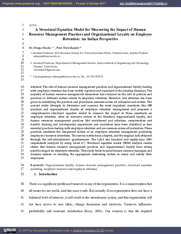 (PDF) A Structural Equation Model for Measuring the Impact of Human Resource Management ...