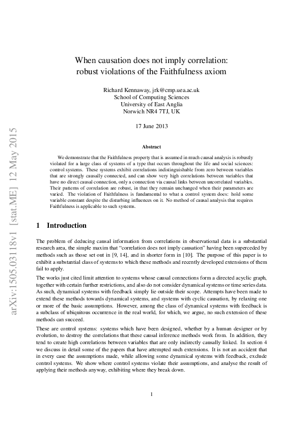 (PDF) When causation does not imply correlation