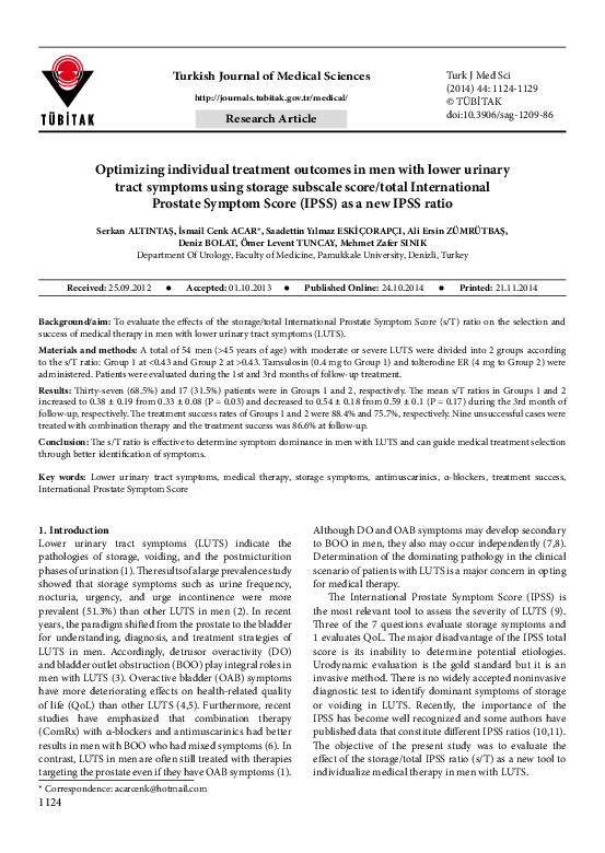 (PDF) Optimizing individual treatment outcomes in men with lower ...