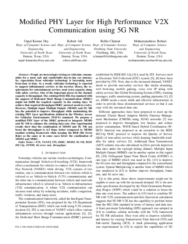(PDF) Modified PHY Layer for High Performance V2X Communication using 5G NR