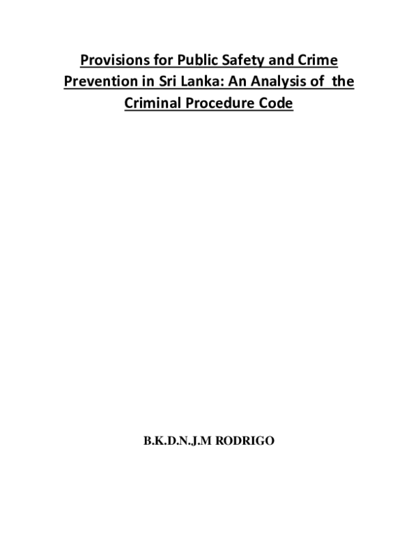 (PDF) Provisions for Public Safety and Crime Prevention in Sri Lanka ...