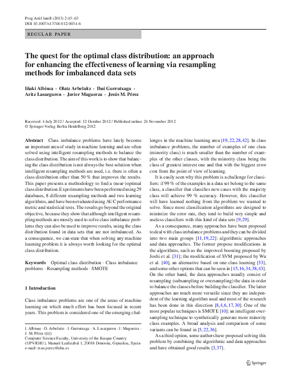 (PDF) The quest for the optimal class distribution: an approach for ...