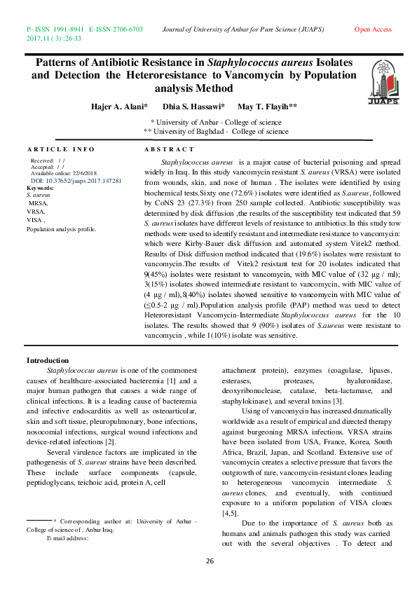 Pdf Patterns Of Antibiotic Resistance In Staphylococcus Aureus Isolates And Detection The