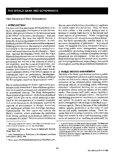(PDF) The World Bank and Governance