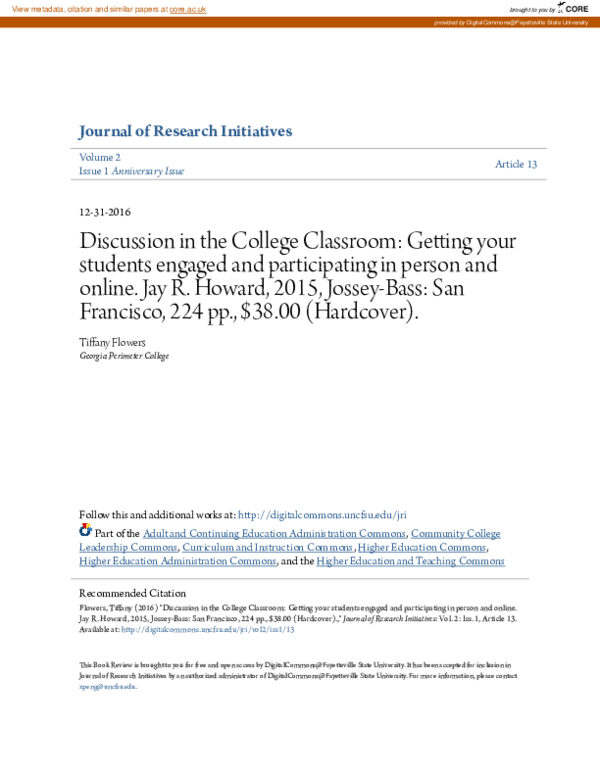 (PDF) Discussion in the College Classroom: Getting your students ...