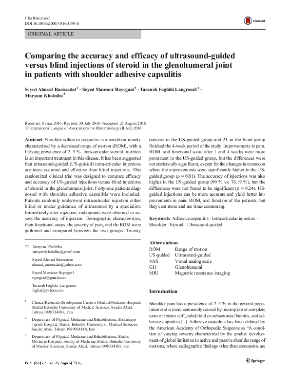 (PDF) Comparing the accuracy and efficacy of ultrasound-guided versus ...