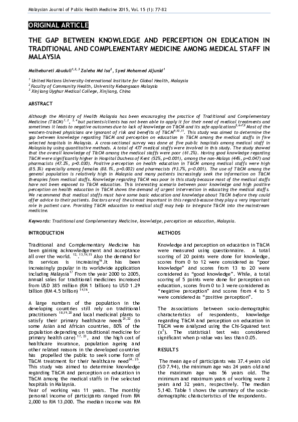 (PDF) The gap between knowledge and perception on education in ...