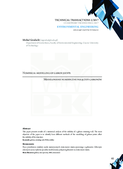 (PDF) Numerical modelling of gabion joints