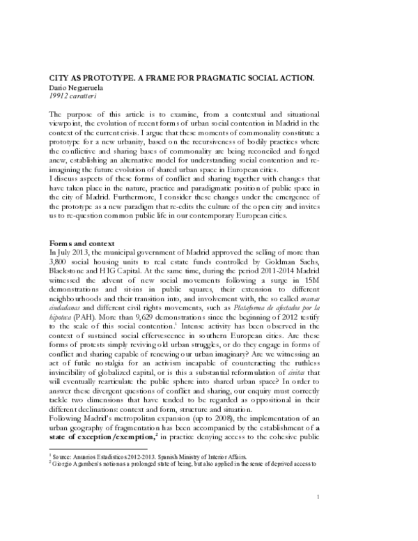 (PDF) The City as a Prototype. A Frame for Pragmatic Social Action