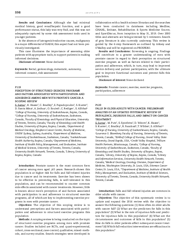 (PDF) Falls in Older Adults with Cancer: Preliminary Analysis of an ...