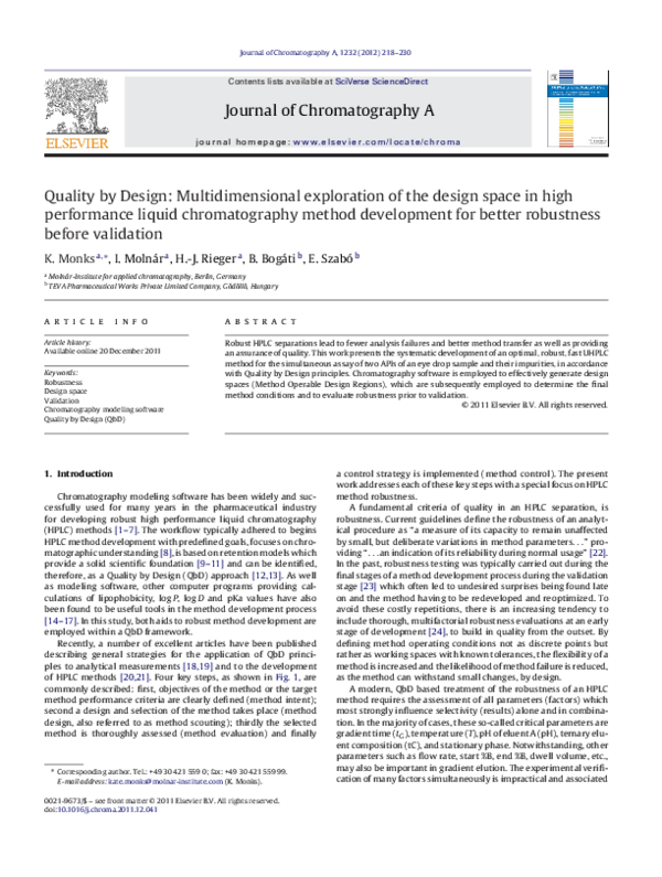 (PDF) Quality by Design: Multidimensional exploration of the design space in high performance ...