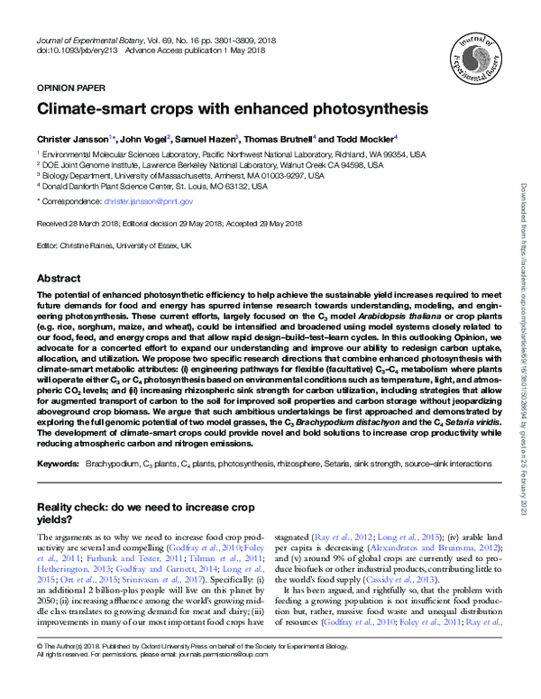 (PDF) Climate-smart crops with enhanced photosynthesis