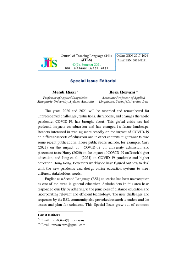 (PDF) Special Issue Editorial
