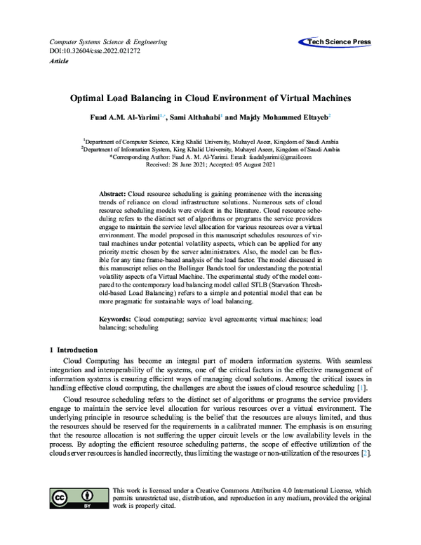 (PDF) Optimal Load Balancing in Cloud Environment of Virtual Machines