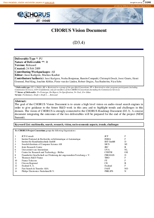 (PDF) CHORUS Deliverable 3.4: Vision Document