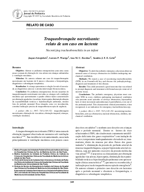 (PDF) Traqueobronquite necrotisante: relato de um caso em lactente ...
