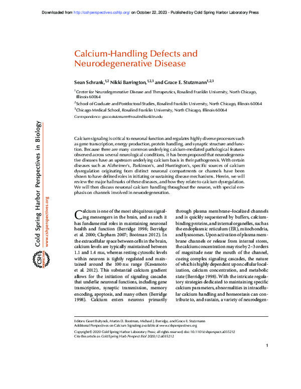 (PDF) Calcium-Handling Defects and Neurodegenerative Disease | Grace ...