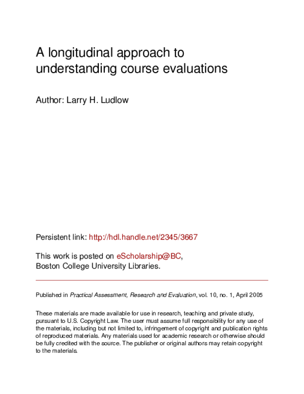 (PDF) A longitudinal approach to understanding course evaluations