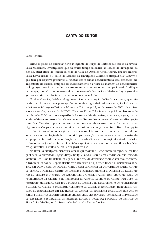 (PDF) Carta do editor