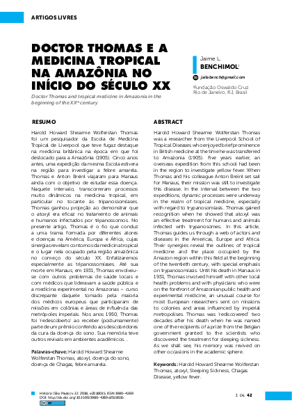(PDF) Doctor Thomas e a medicina tropical na Amazônia no início do ...