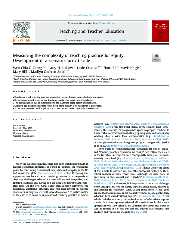 (PDF) Measuring the complexity of teaching practice for equity ...