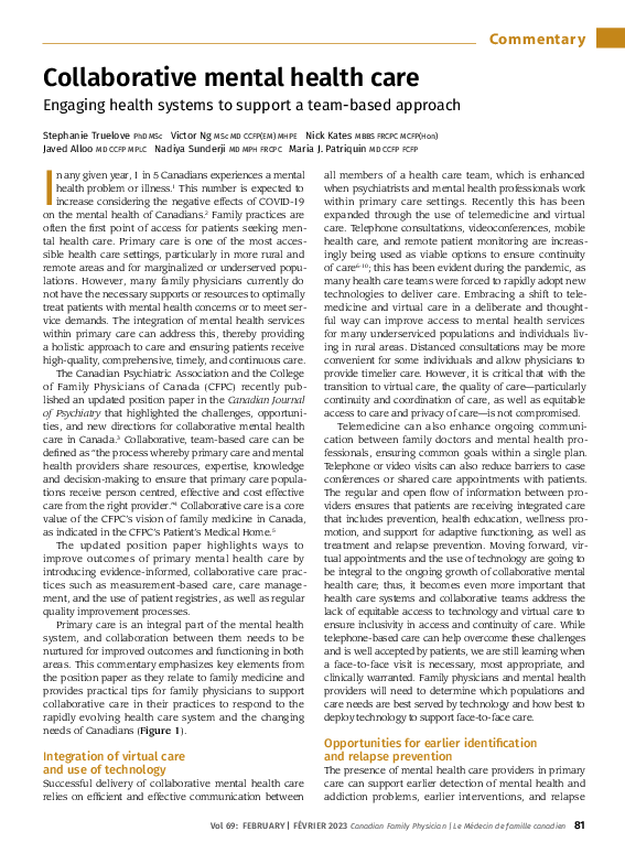 (PDF) Collaborative mental health care