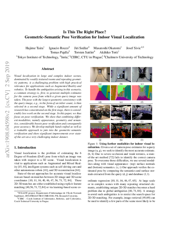 (PDF) Is This The Right Place? Geometric-Semantic Pose Verification for Indoor Visual Localization