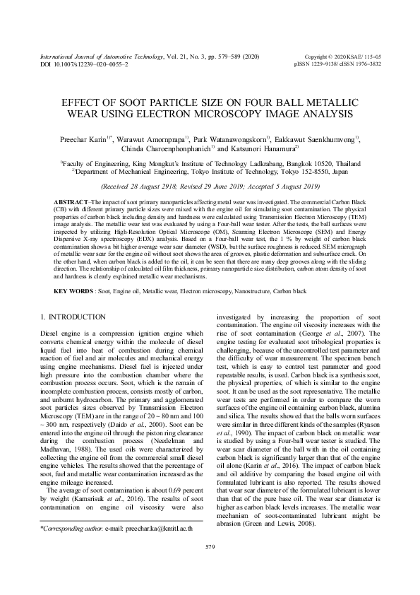 (PDF) Effect of Soot Particle Size on Four Ball Metallic Wear Using ...