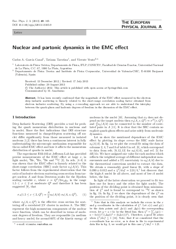 (PDF) Nuclear and partonic dynamics in the EMC effect