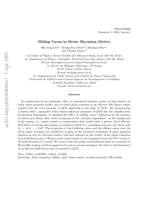 (PDF) Sliding vacua in dense skyrmion matter