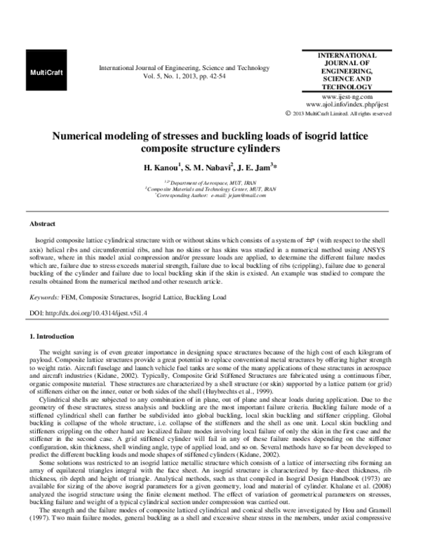 (PDF) Numerical modeling of stresses and buckling loads of isogrid ...