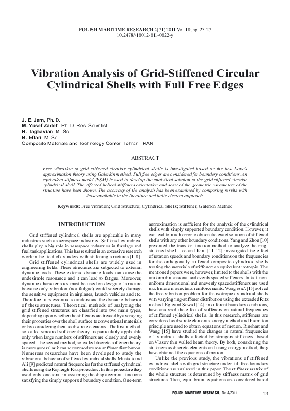 (PDF) Vibration Analysis of Grid-Stiffened Circular Cylindrical Shells ...
