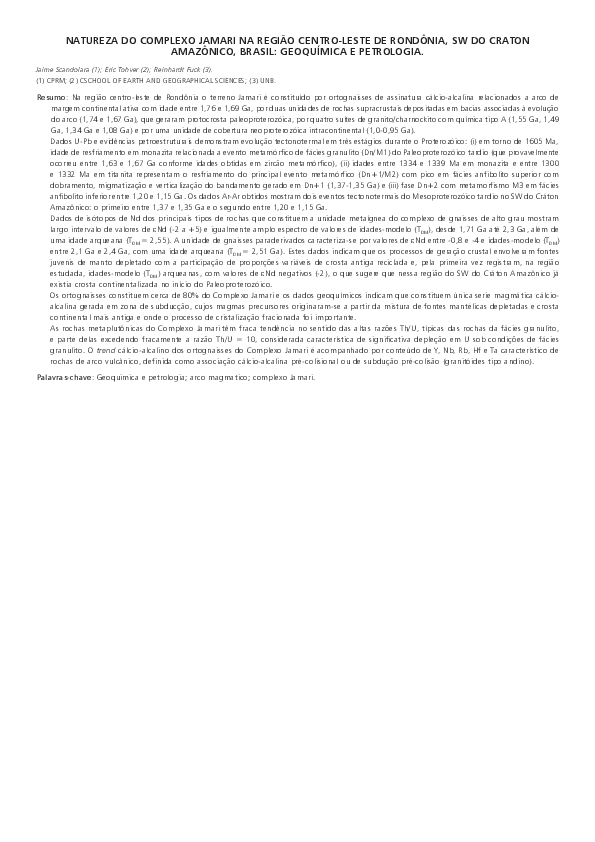 (PDF) Natureza do Complexo Jamari na região centro-leste de Rondônia ...