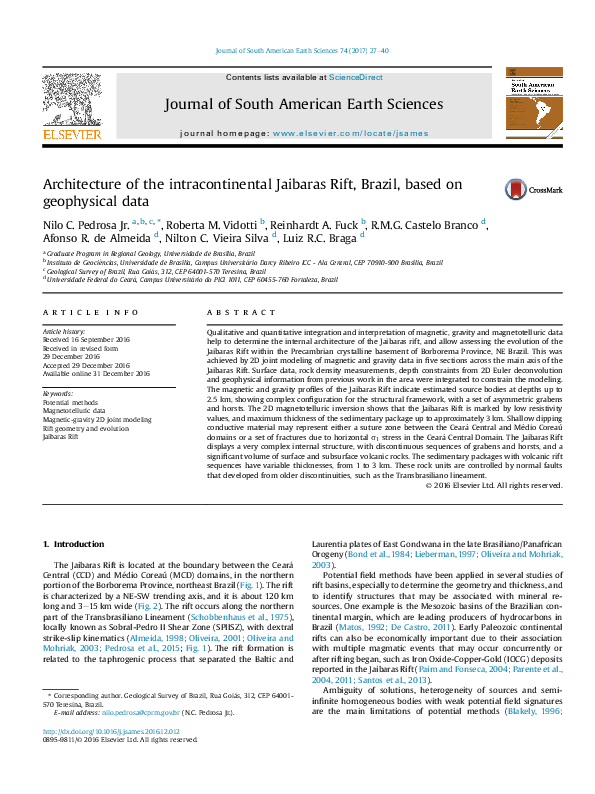 (PDF) Architecture of the intracontinental Jaibaras Rift, Brazil, based ...