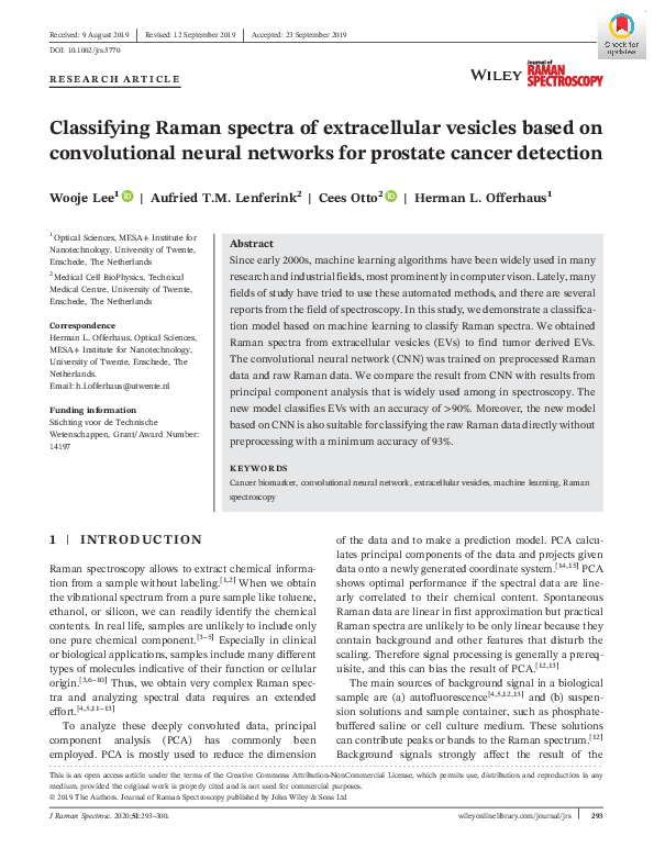 (PDF) Classifying Raman spectra of extracellular vesicles based on convolutional neural networks ...