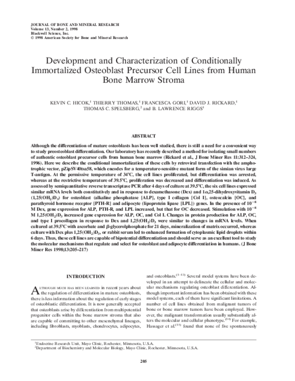(PDF) Development and Characterization of Conditionally Immortalized ...