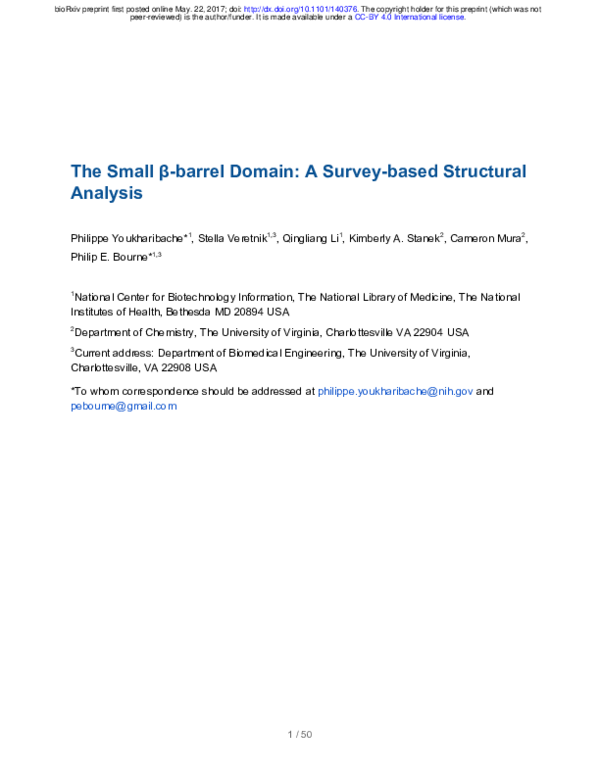 (PDF) The Small β-barrel Domain: A Survey-based Structural Analysis