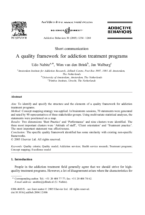 (PDF) A quality framework for addiction treatment programmes: Results ...